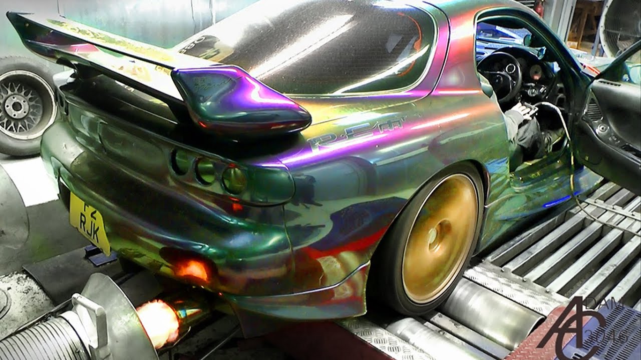Unique Mazda RX7 - Dyno run and FLAMES! - YouTube
