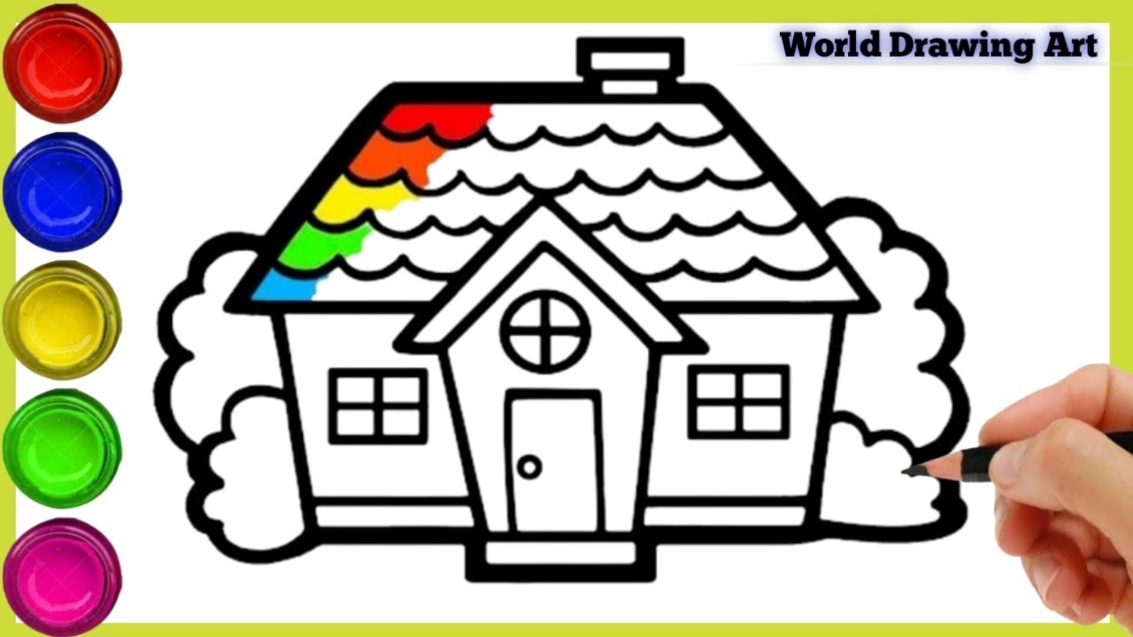 How to Draw a House|| How to Make House Drawing|| House Drawing and ...