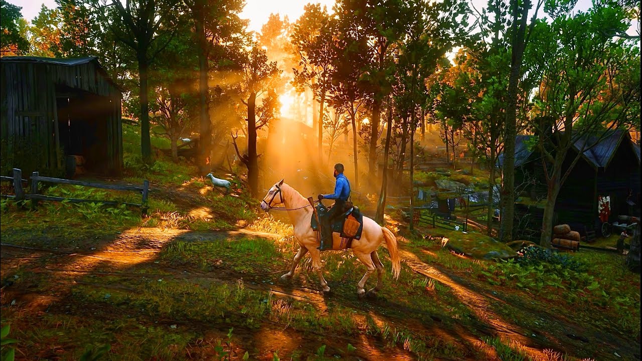 RDR2 Arthur walking with Buell horse Full Graphic 8K Ultra HD Realistic ...