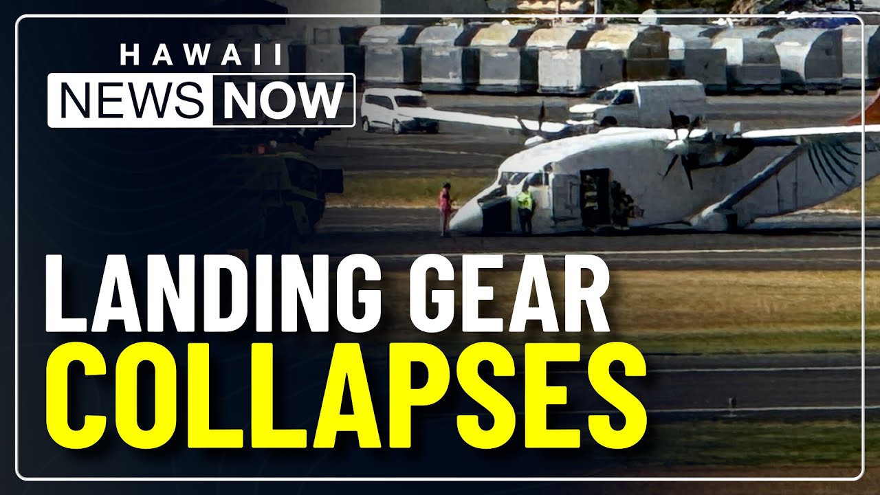 Plane landing gear collapses at Honolulu airport - YouTube