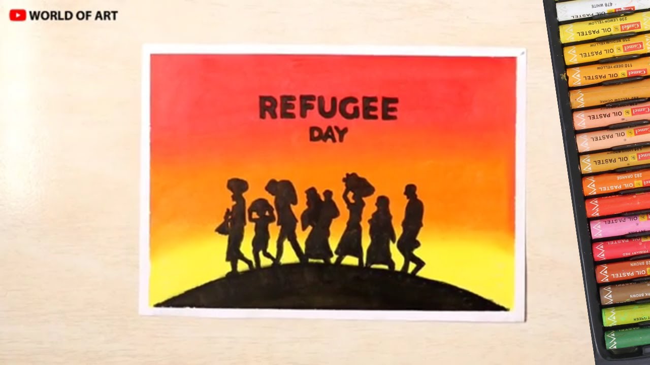 World Refugee day drawing with oil pastel / Oil Pastel drawing for ...