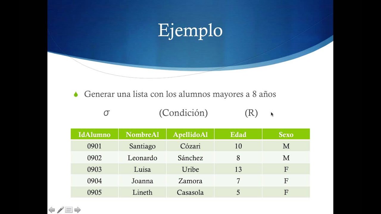 Algebra Relacional: Selección - YouTube