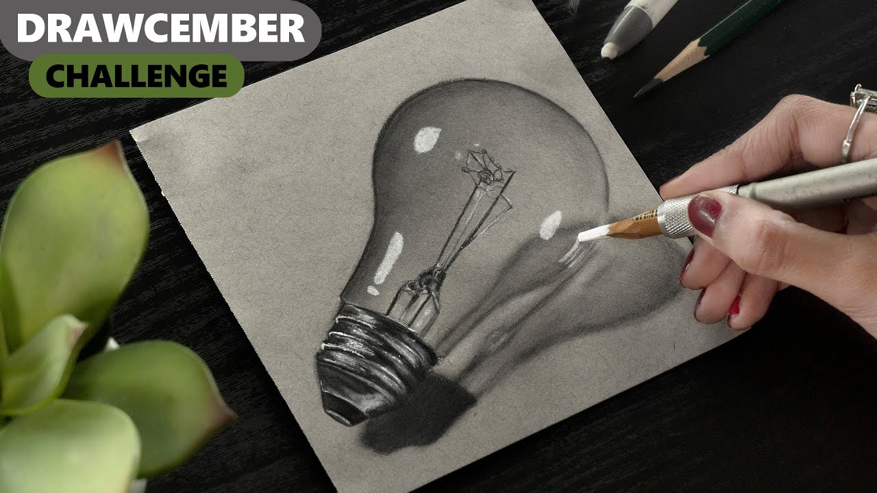 Drawing Light BULB using Graphite Pencils - Time-lapse - YouTube