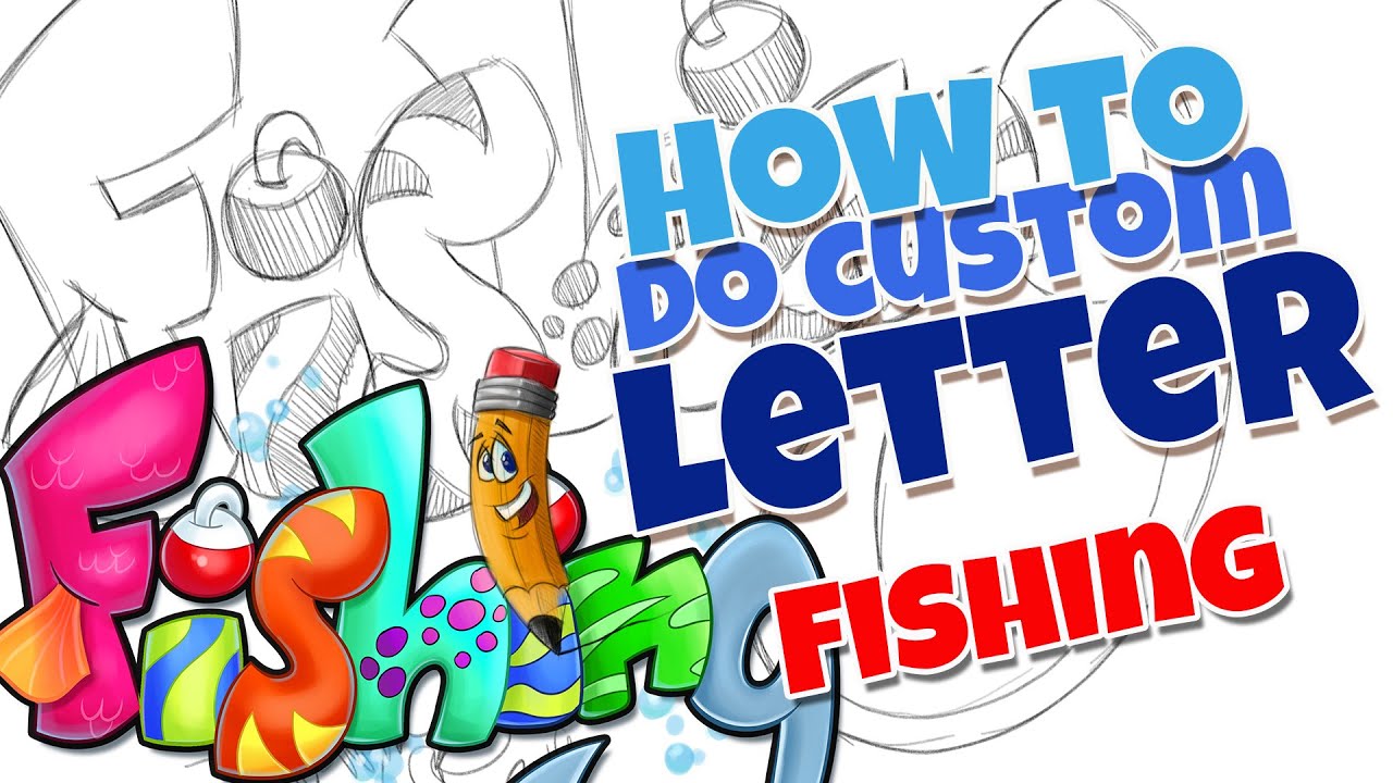 How to draw custom lettering | the word is fishing - YouTube