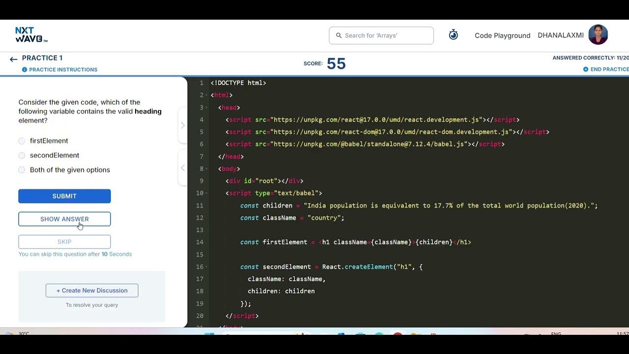 React JS practice-1 #Nxtwave#learnwithme - YouTube