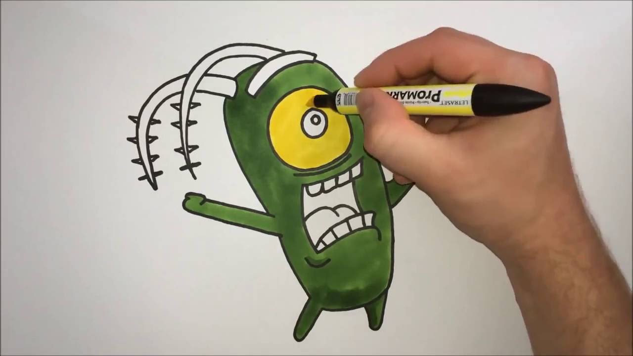 How To Draw Plankton From Spongebob Squarepants Step By Step - YouTube