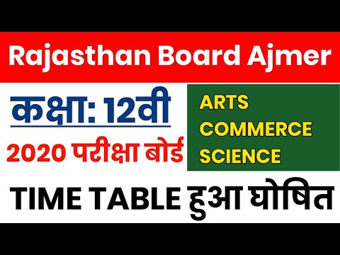 Rajasthan Board Ajmer 12th Class Arts Commerce Science Time Table 2020 ...