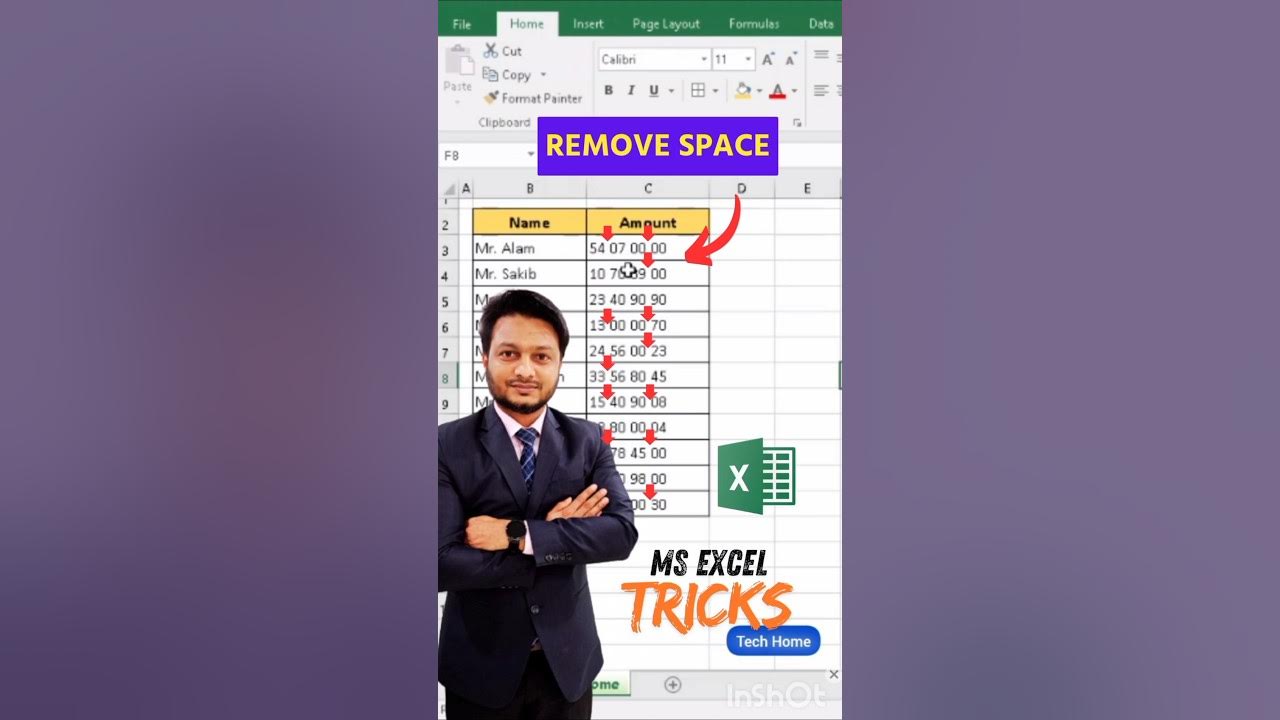 Remove Space between Numbers | Excel tricks🔥 #exceltips #excelshorts #shorts - YouTube