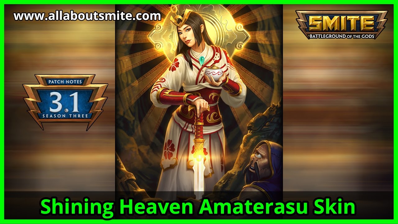 Smite - Shining Heaven Amaterasu (Skin Spotlight) | allaboutsmite - YouTube