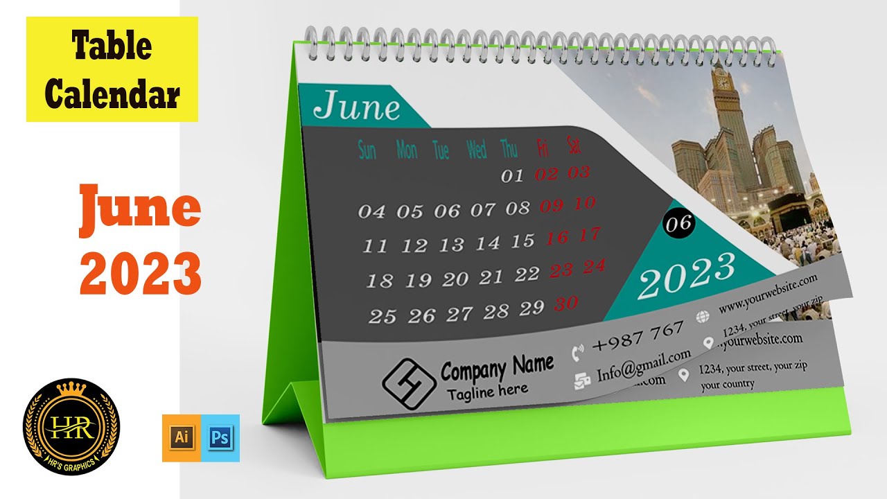 Table calendar 2023, June 2023, how to design a table calendar, 2023 ...