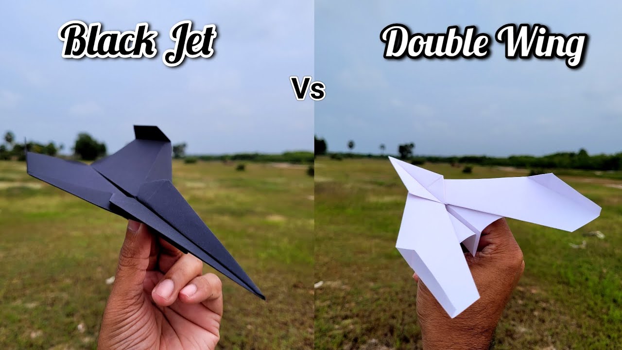 Black Jet vs Double Wing Jet Paper Aircrafts Flying and Making - YouTube
