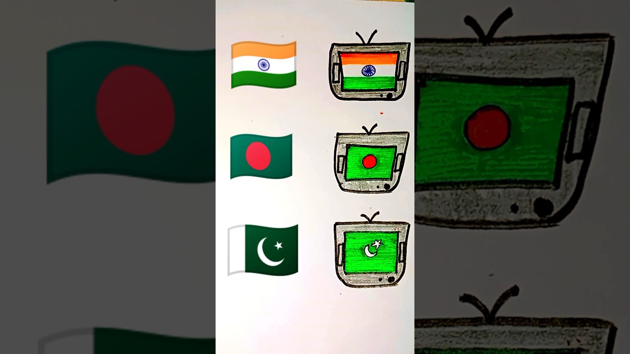 🇮🇳+🇵🇰+🇧🇩 Easy Flags Drawing #flagdrawing #easyart #indpendenceday # ...