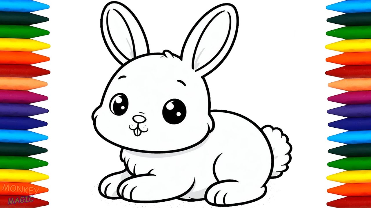 Rabbit Drawing, Painting and Coloring for Kids, Toddlers | How to Draw ...