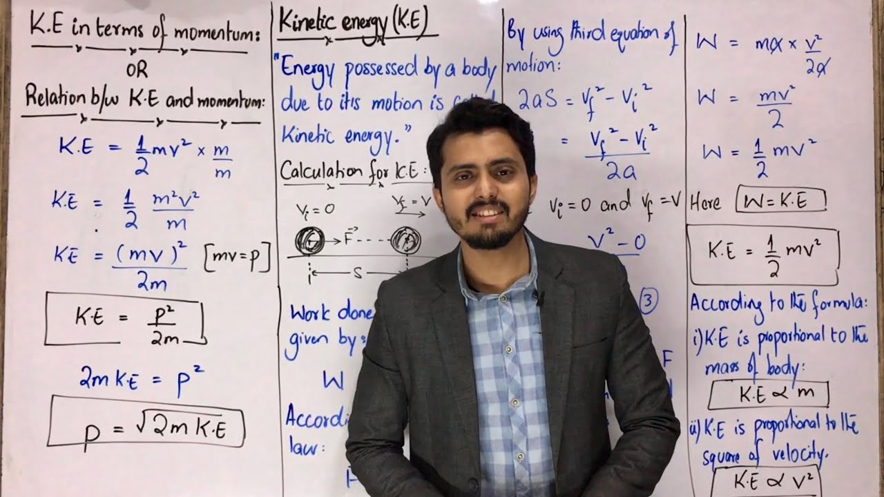 Kinetic energy || relation between kinetic energy and momentum || work ...