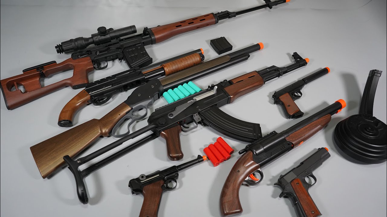 Wood style Toy Gun AK47 and Sniper Rifle SVD - Double barrel Shot Gun ...