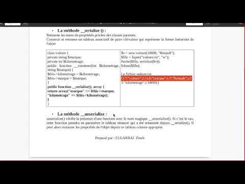 php vidéo 50 : La POO en php / méthodes magiques serialize unserialize - YouTube