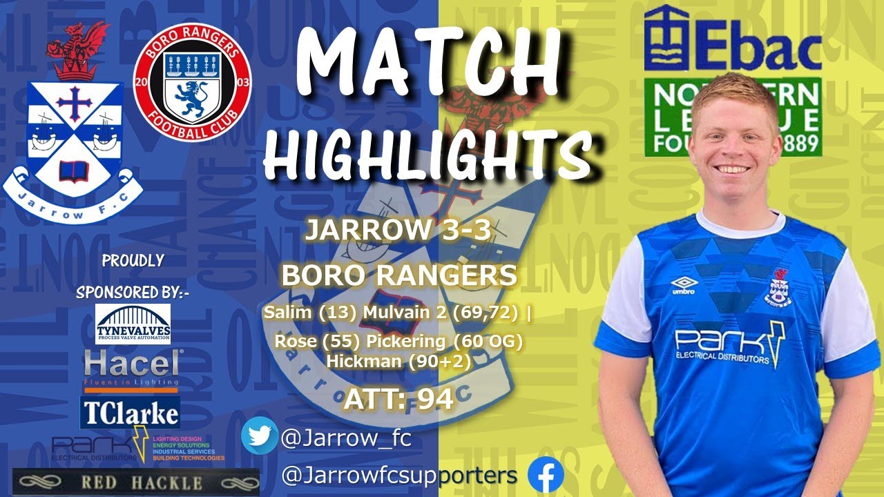 Jarrow FC 3-3 Boro Rangers Match Goals - YouTube