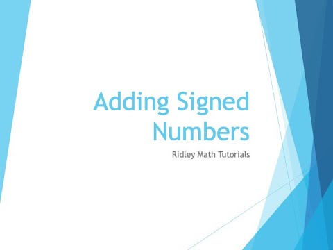 Adding Signed Numbers - YouTube