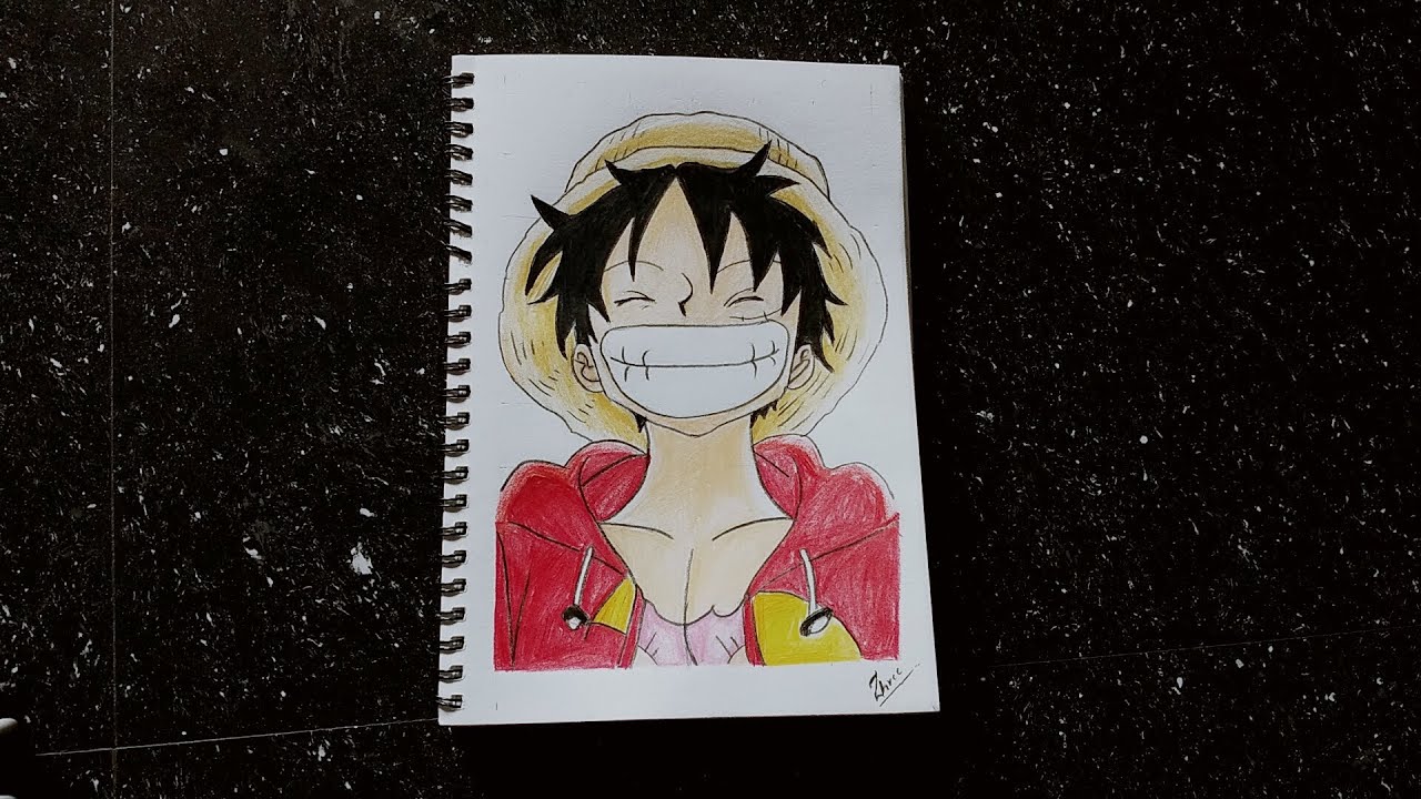 DRAWING OF MONKEY D . LUFFY | ONE PIECE | COLOUR PENCIL | DOMS | ANIME ...