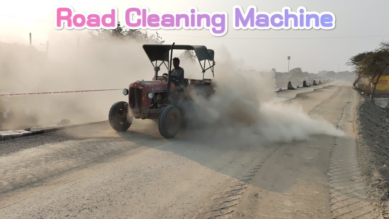 Road Cleaning Machine| Dust Cleaning| Most Satisfying Video| Tractor ...
