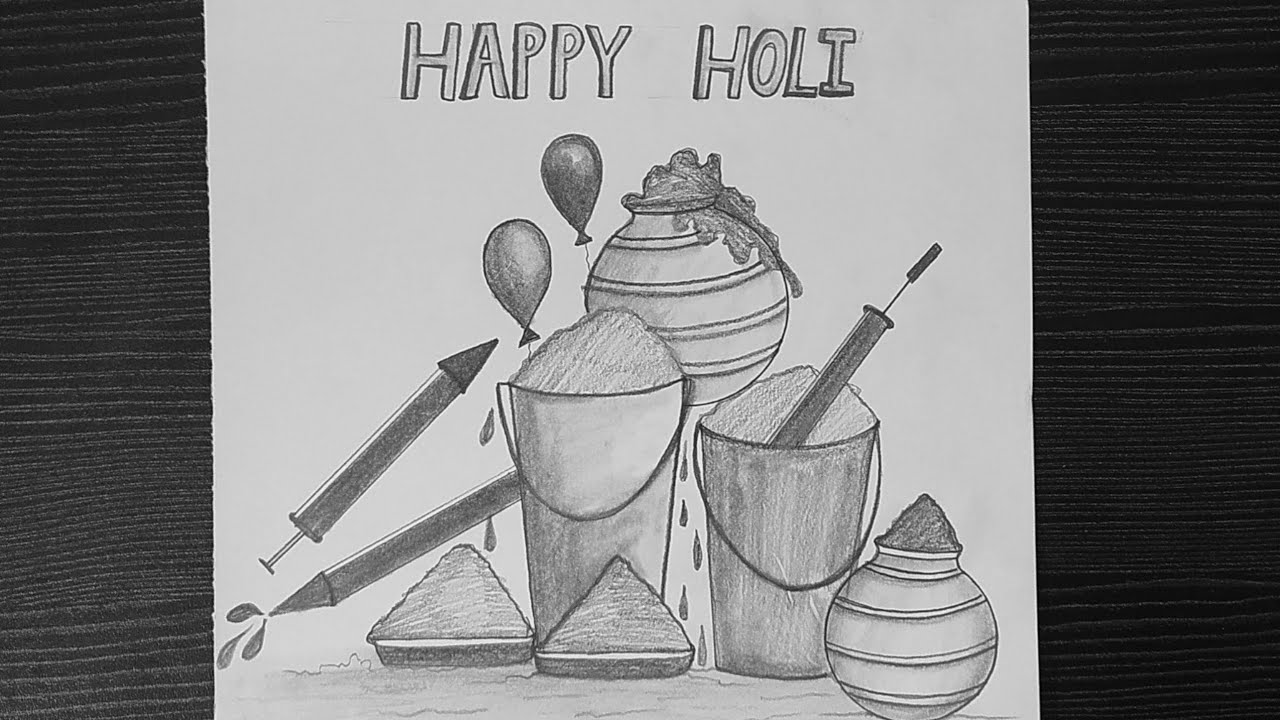 Beautiful Holi Drawing // Holi Special Drawing // Holi Celebration ...