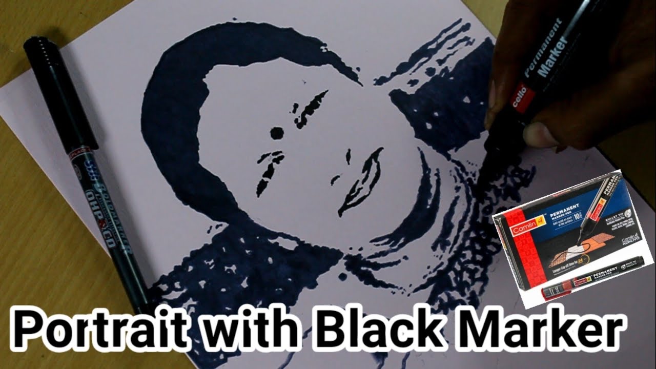 Portraits sketching with Black Marker - Timelaps - YouTube