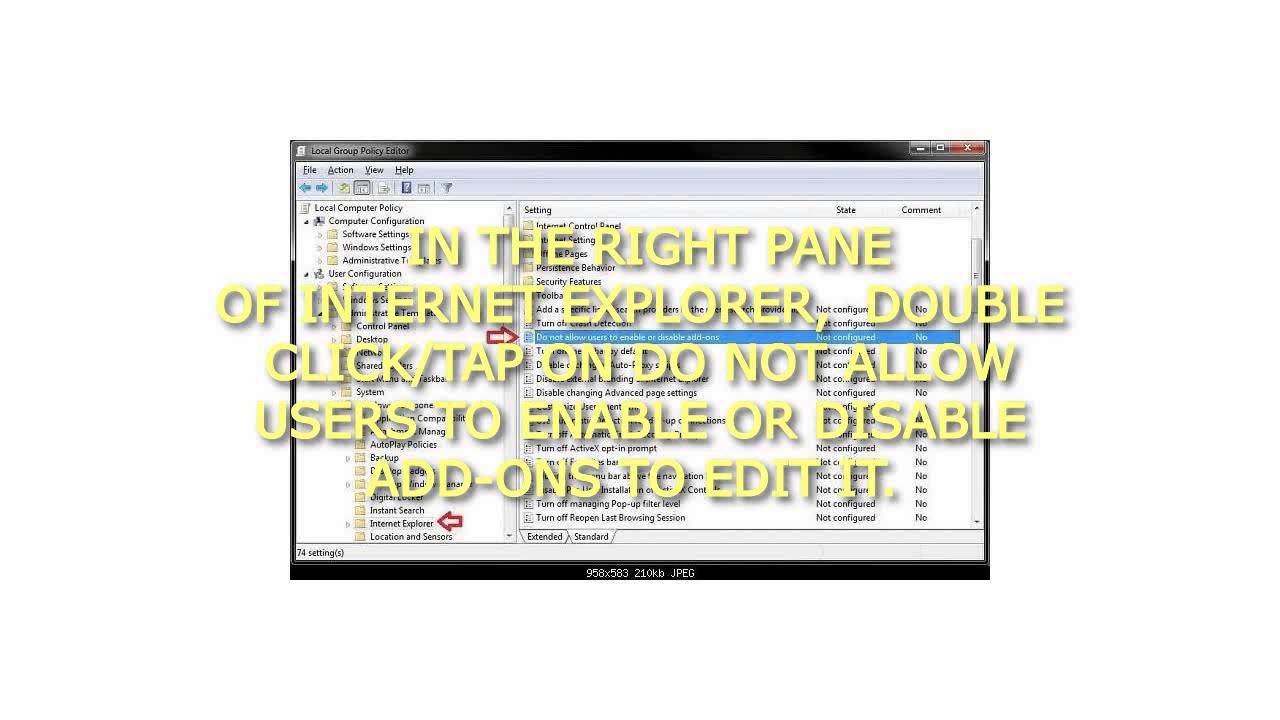 How to Enable or Disable Managing Internet Explorer Add ons - YouTube