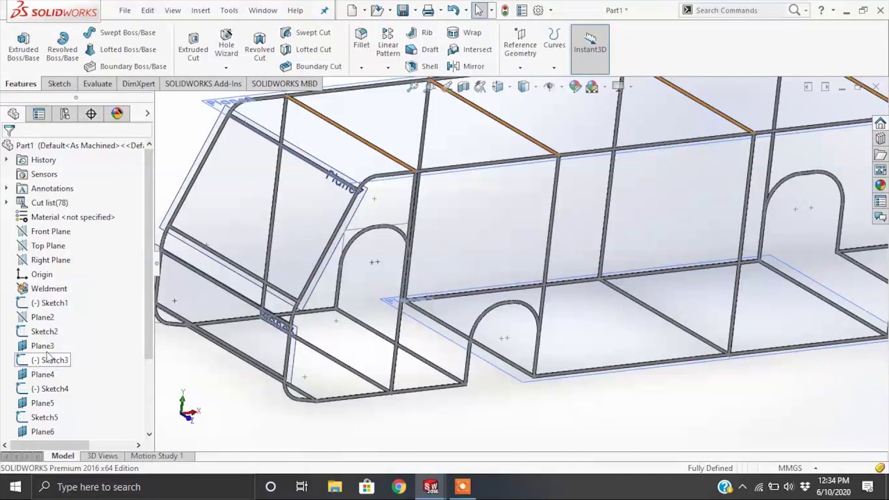 Bus frame design in solidworks using WELDMENTS - YouTube