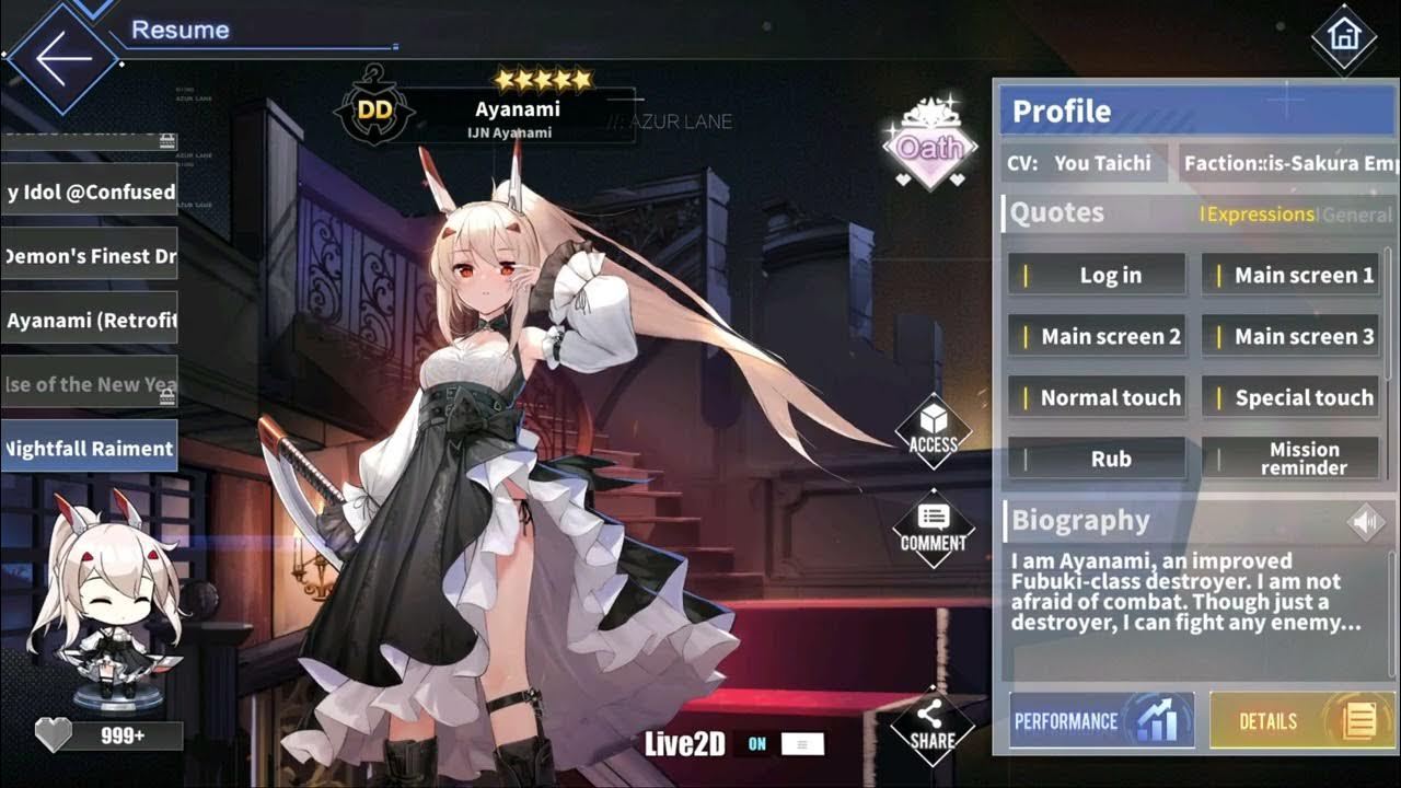 Azur Lane: Ayanami L2D Skin [Nightfall Raiment] (Black Friday Akashi's Fire Sale 2021) - YouTube