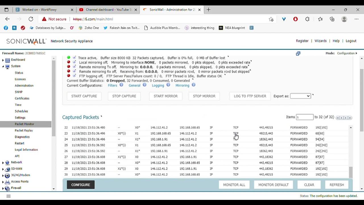 How to setup packet capture or monitor in SonicWall Gen 6 - YouTube