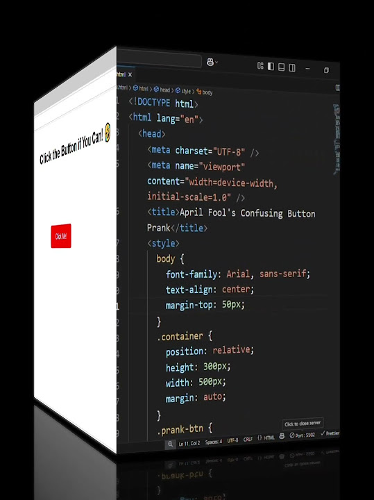 April Fool Prank: Ye Button Kabhi Click Nahi Hoga! | tech programming #coding #html5css3 #html # ...
