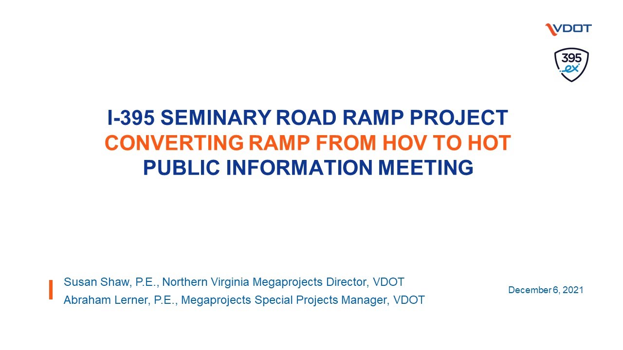 395 Express Lanes/Seminary Road HOV Ramp Project 12/6/2021 - YouTube