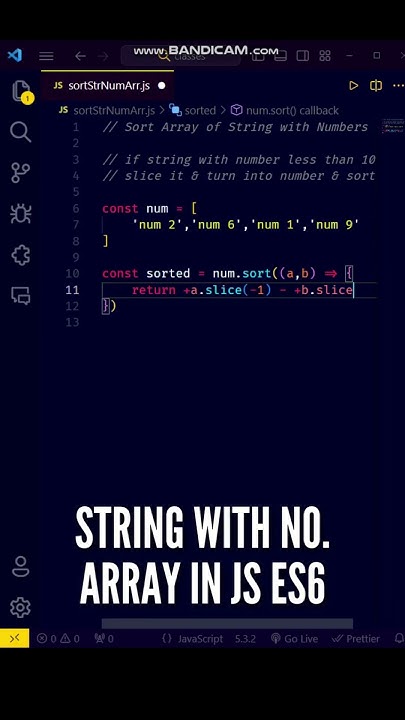 😍😍 Simplest Way To Sort Array Of Strings With Numbers In Javascript Es6 Shorts Javascript