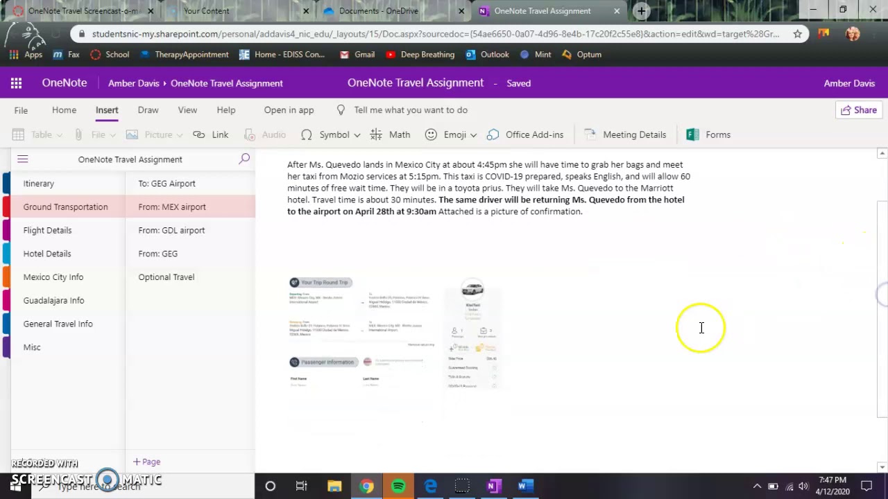 OneNote Travel Assignment - YouTube