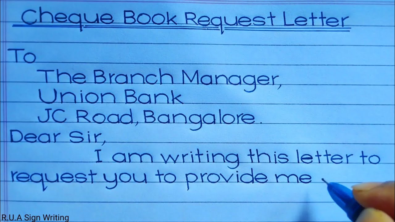 How to write Cheque Book Request Letter | Bank Application |Pro ...