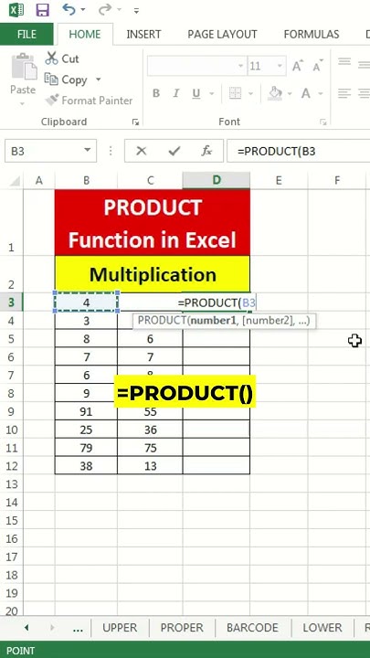 PRODUCT Function in Excel #viralvideo #excel #ytshort #learnexcel #howto #excelshorts # ...