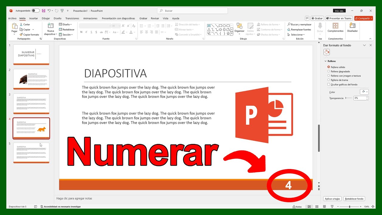 Como NUMERAR DIAPOSITIVAS en PowerPoint | Numero de Pagina Diapositiva ...