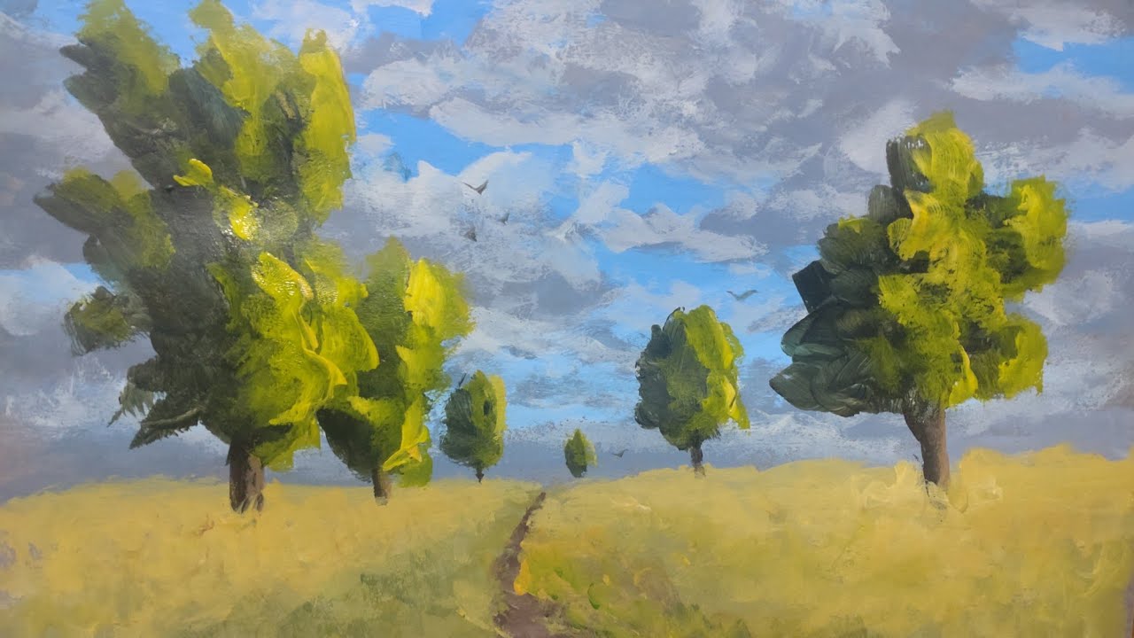 Trees going to the Horizon - Landscape Painting - YouTube