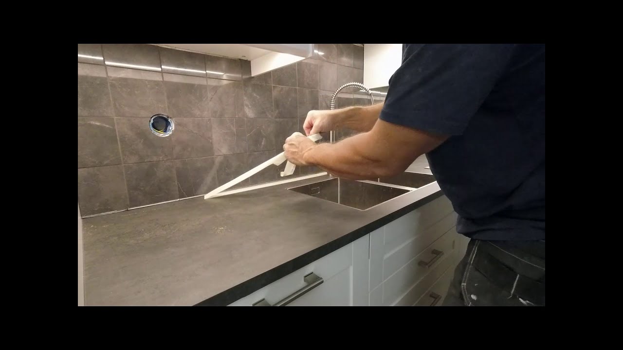 Silicone joint sink countertop in kitchen - YouTube