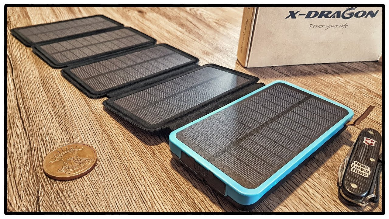 X-Dragon Solar-Powerbank mit 20.000 mAh (5 Solar Paneelen Modell) - YouTube