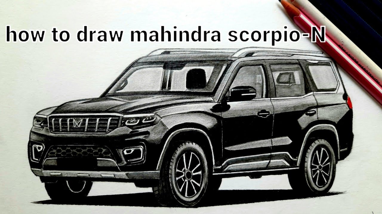 Mahindra Scorpio-N car drawing | How to draw mahindra scorpio-N | time ...