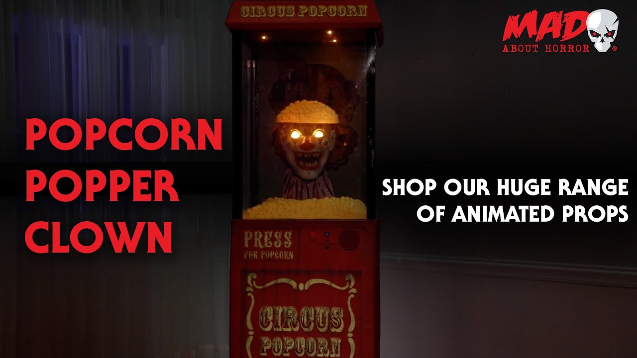 Popcorn Popper Clown Animated Halloween Prop - YouTube