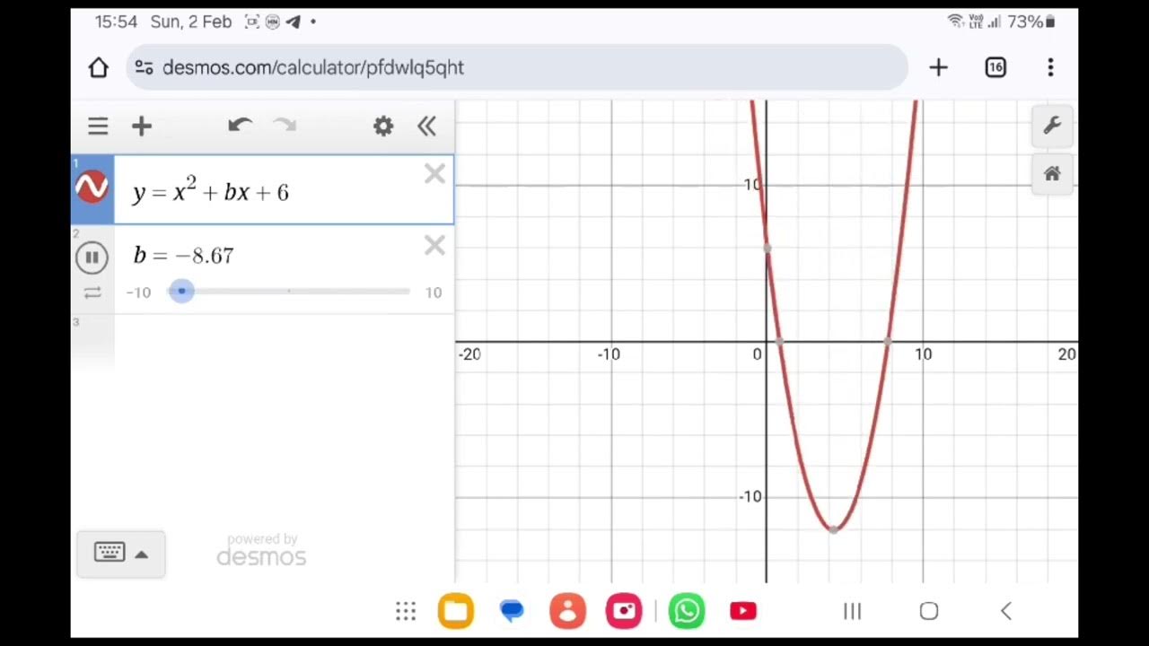 Quadratic equations visualization by DESMOS - YouTube