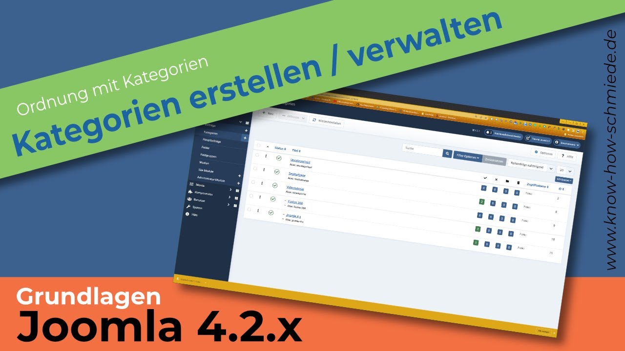 Joomla 4 - Kategorien erstellen und verwalten - YouTube