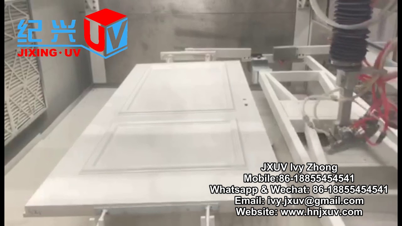 white color door automatic spraying machine - YouTube