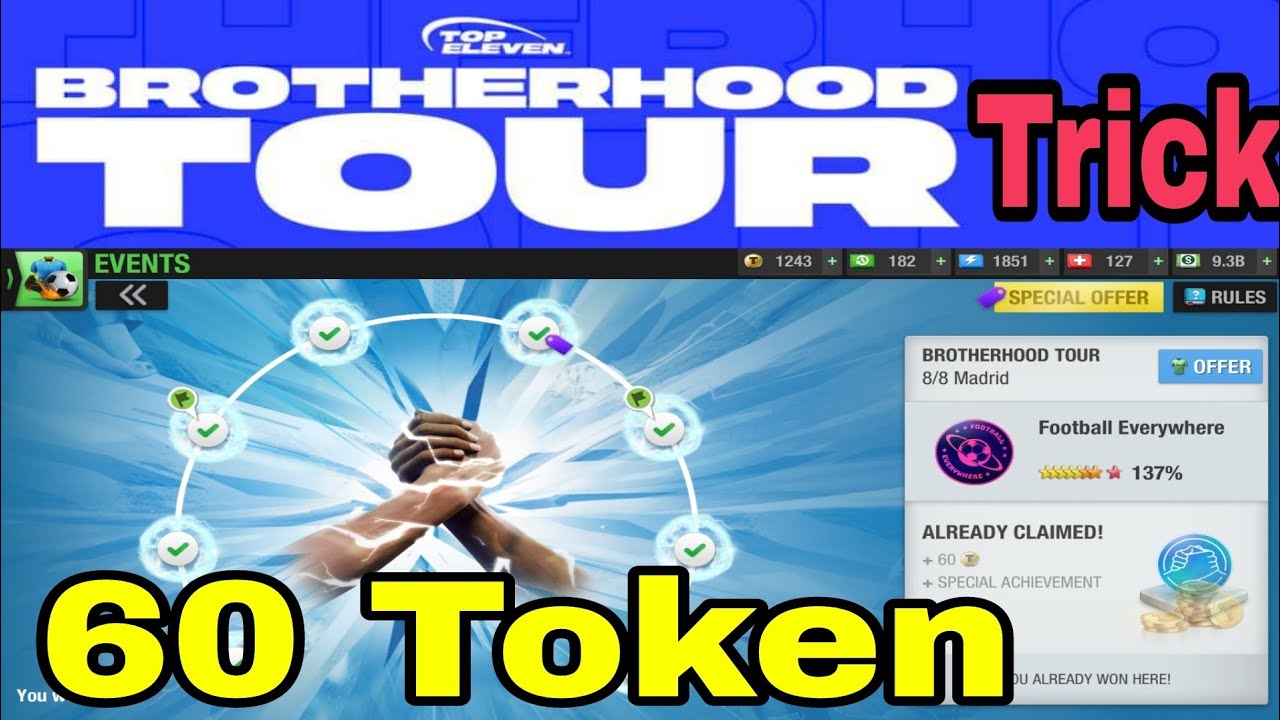 Tricks to Win 60 Tokens in Brotherhood Tour in Top Eleven 2024 - YouTube