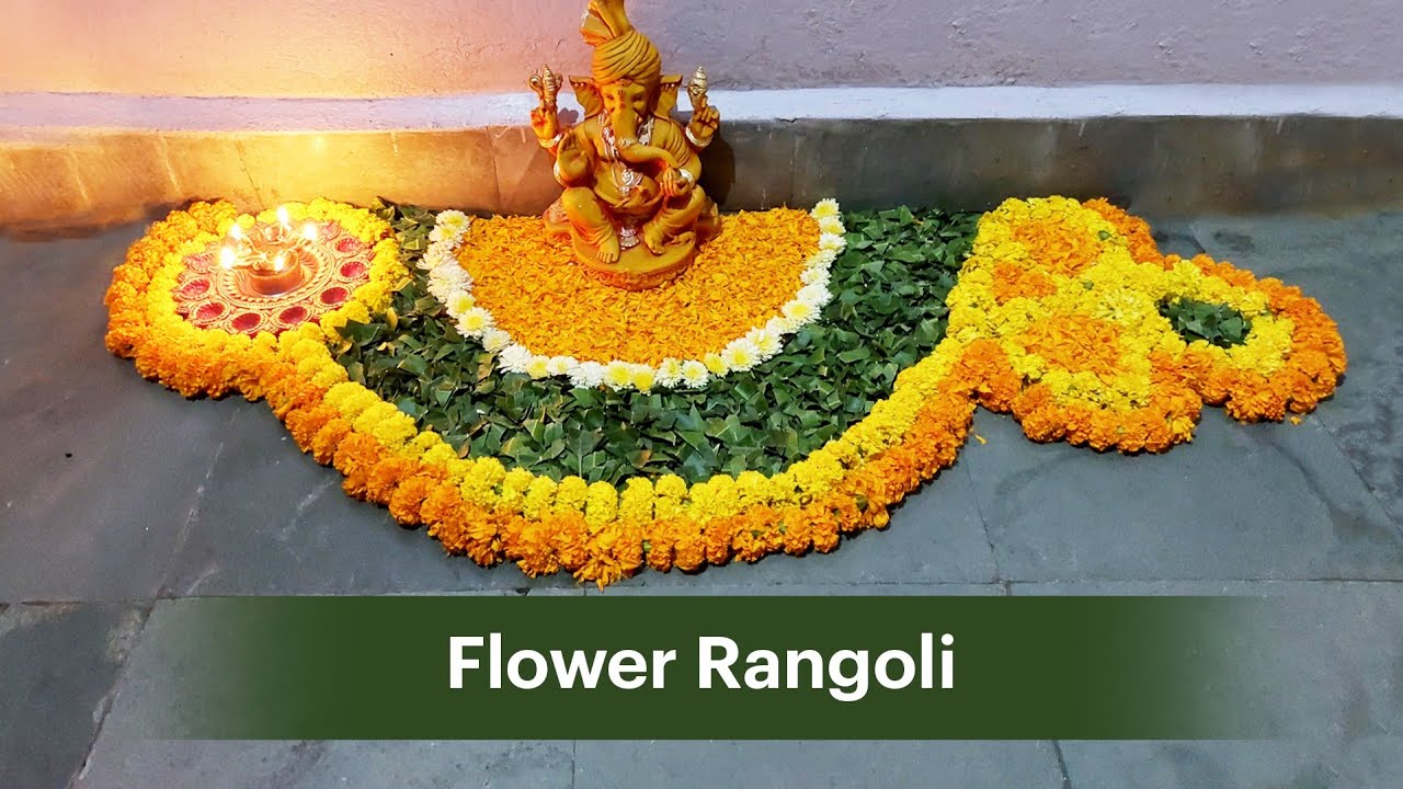 Easy flower rangoli designs for Festival/Functions | Simple flower decoration DIY | Welcome ...