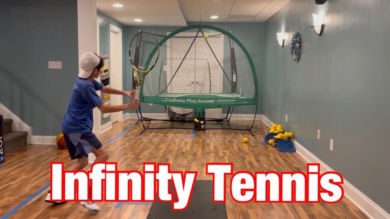 Tennis practice using Infinity Play System / 簡易オートテニス - YouTube