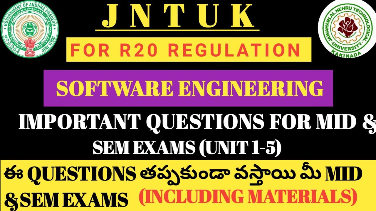 SOFTWARE ENGINEERING IMP QUESTIONS FOR JNTUK|JNTUH|JNTUA|# ...