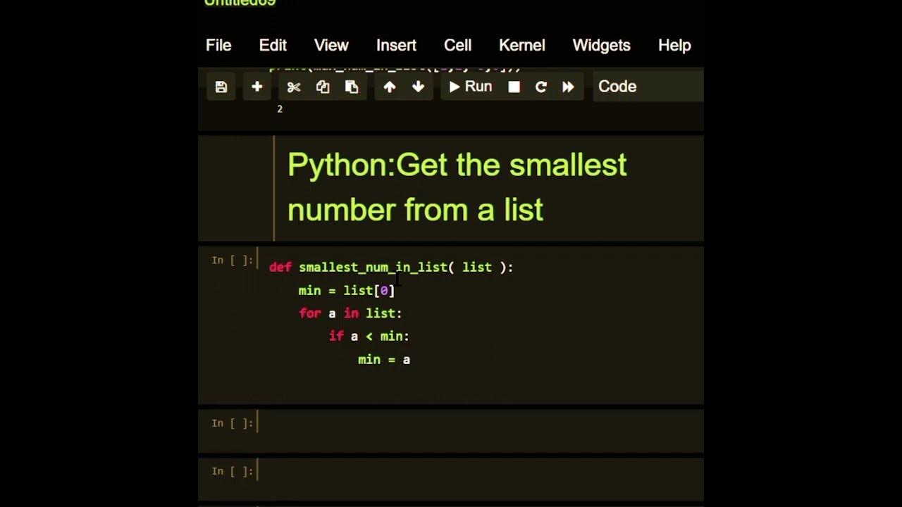 #python Get the smallest number from a list @rkcode - YouTube